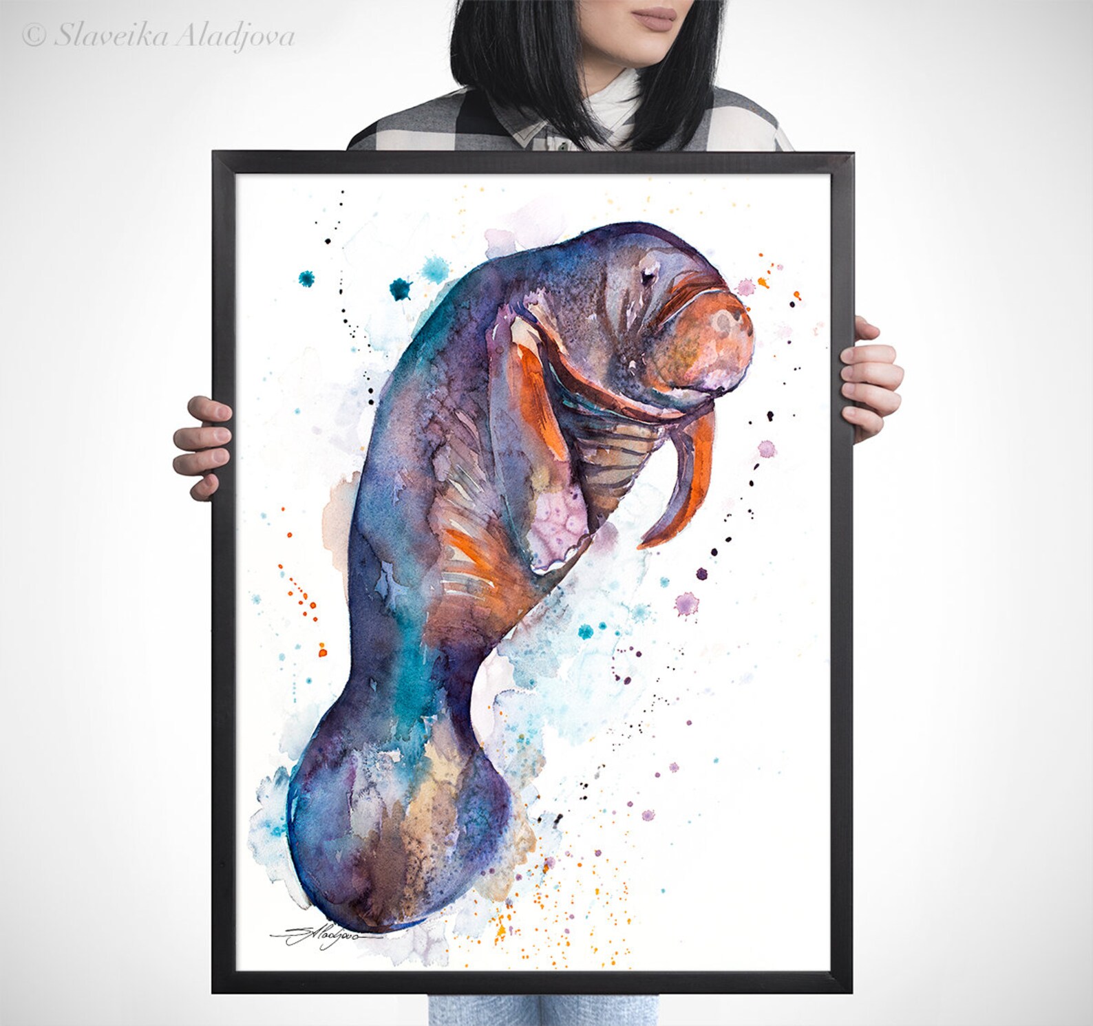 Manatee Watercolor Painting Print by Slaveika Aladjova Art - Etsy