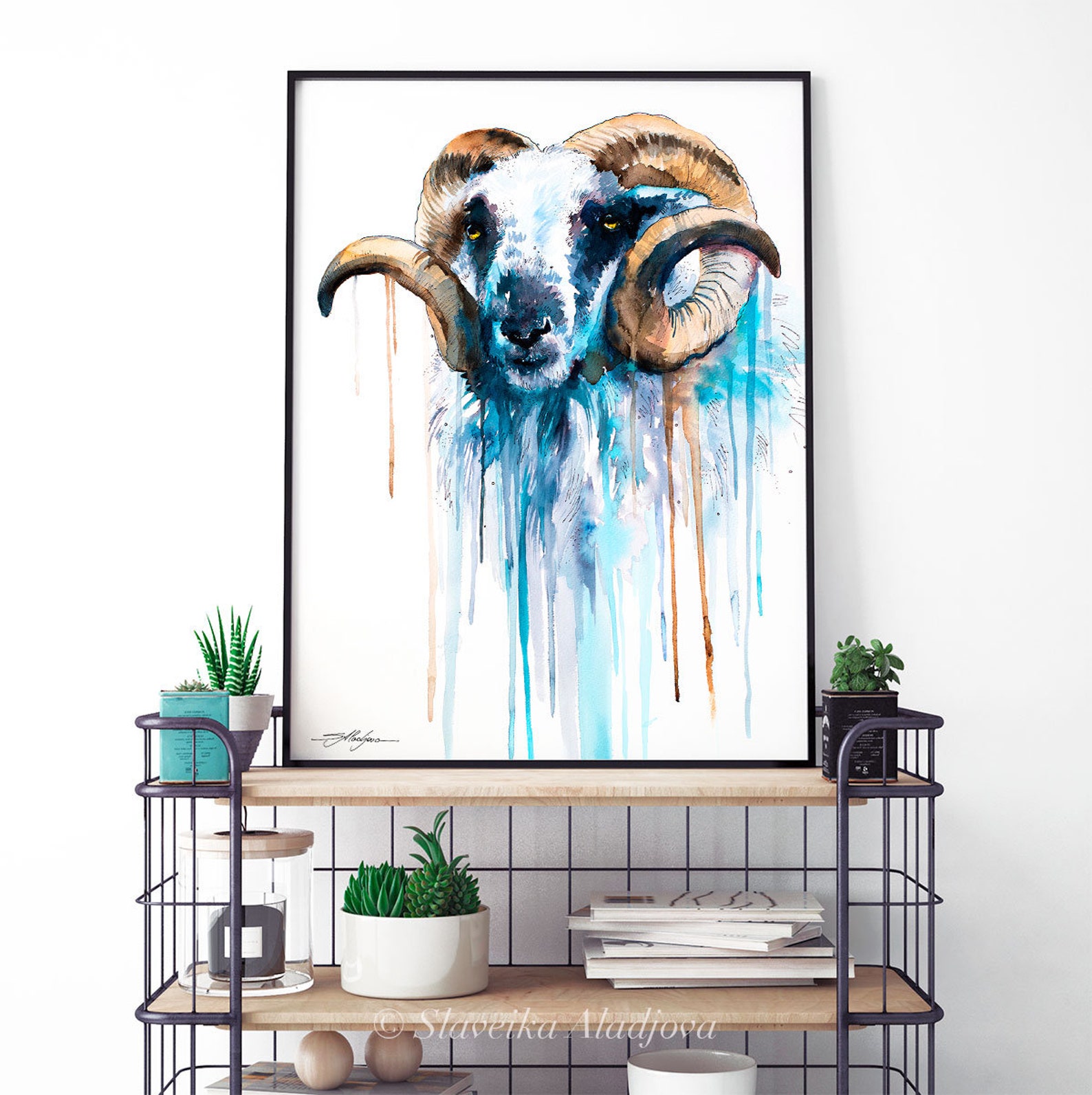 Blue Sheep Limited Edition Watercolor Art Print by Slaveika Aladjova ...