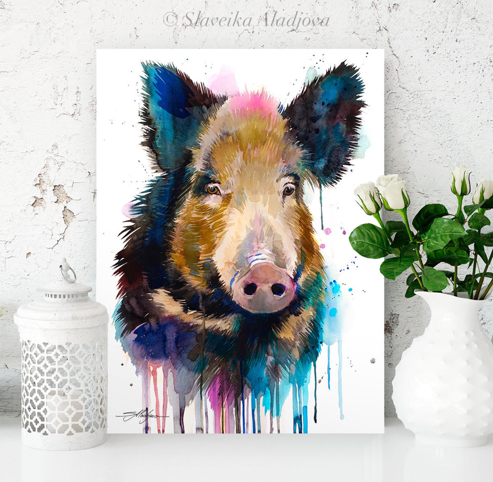 Wild Boar Watercolor Painting Print by Slaveika Aladjova Art | Etsy