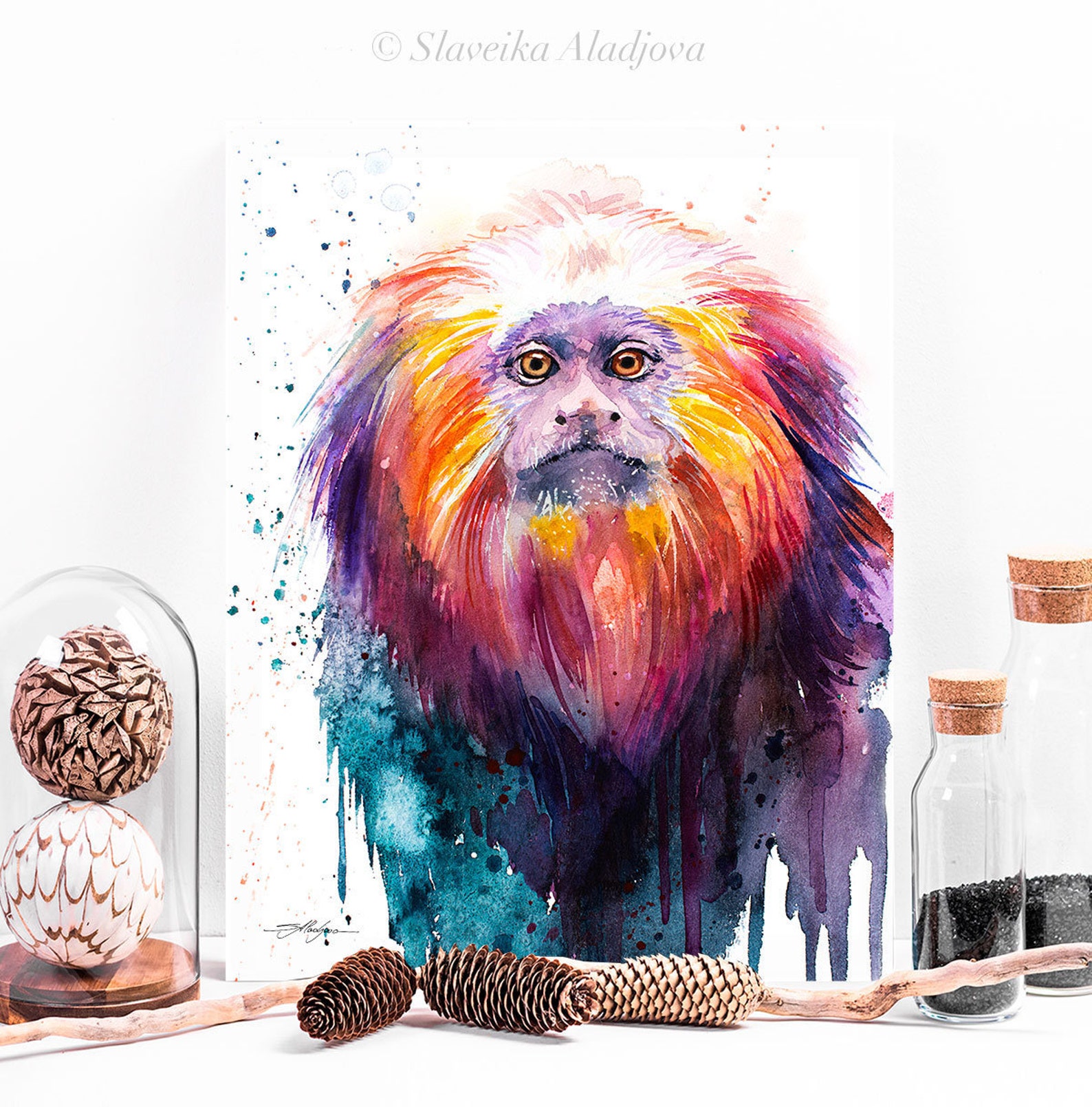 Golden Lion Tamarin Watercolor Painting Print by Slaveika - Etsy
