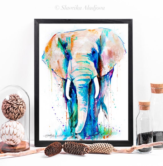Watercolor Elephant Head