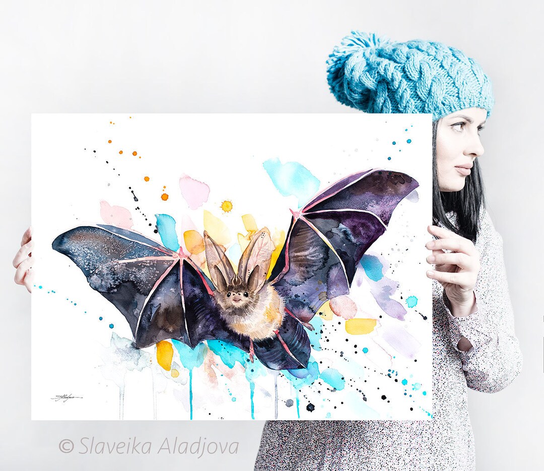 Townsend's Big-eared Bat Watercolor Painting Print by Slaveika Aladjova ...