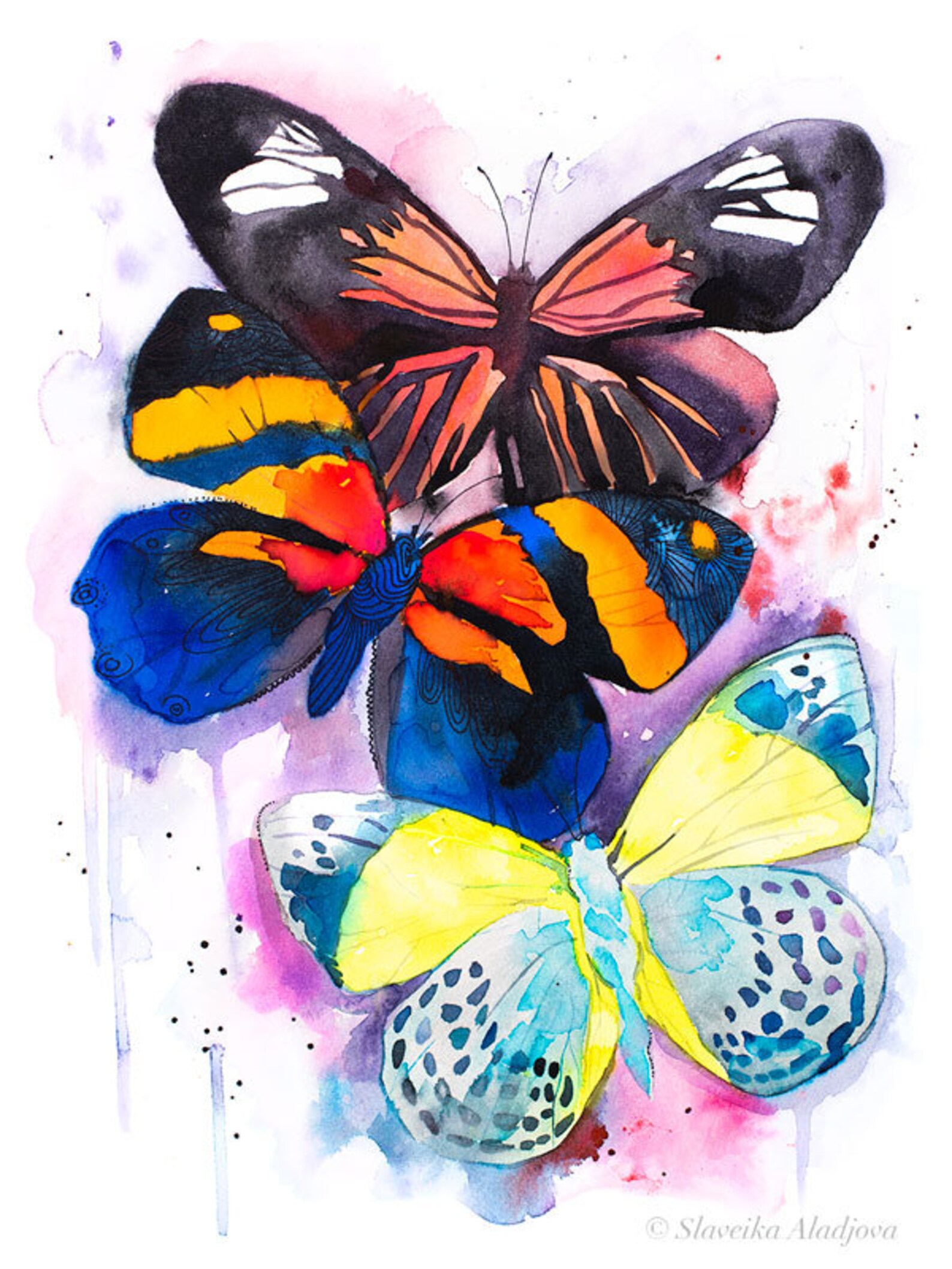 Colorful Butterfly Painting Print by Slaveika Aladjova, Art, Animal ...