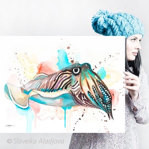 Common Cuttlefish Limited Edition Watercolor Art Print by Slaveika ...