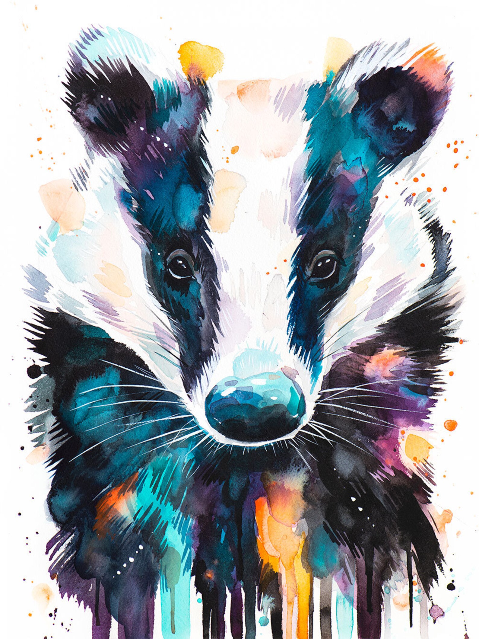 European Badger Watercolor Painting Print by Slaveika Aladjova, Art ...