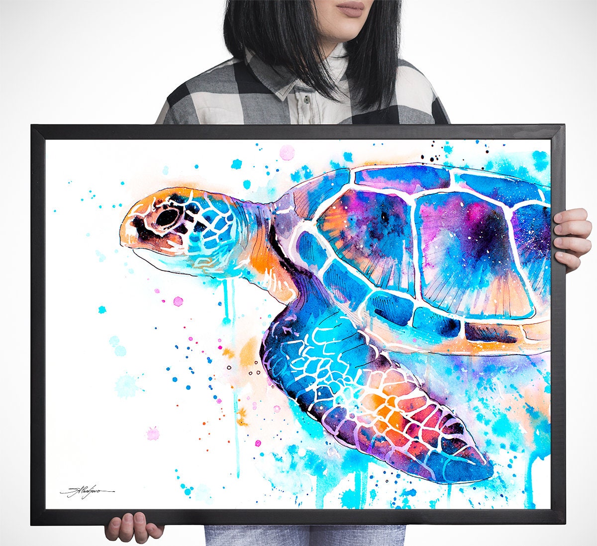 Blue Sea Turtle Limited Edition Watercolor Art Print by Slaveika ...