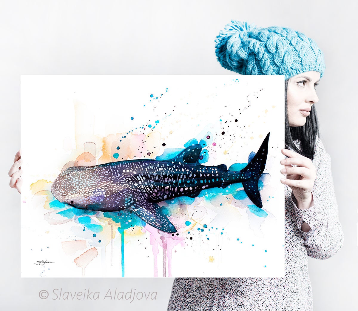 Whale Shark Watercolor Painting Print by Slaveika Aladjova - Etsy Sweden