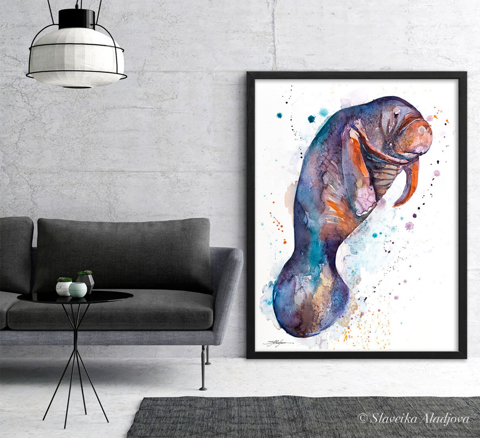 Manatee Watercolor Painting Print by Slaveika Aladjova Art - Etsy