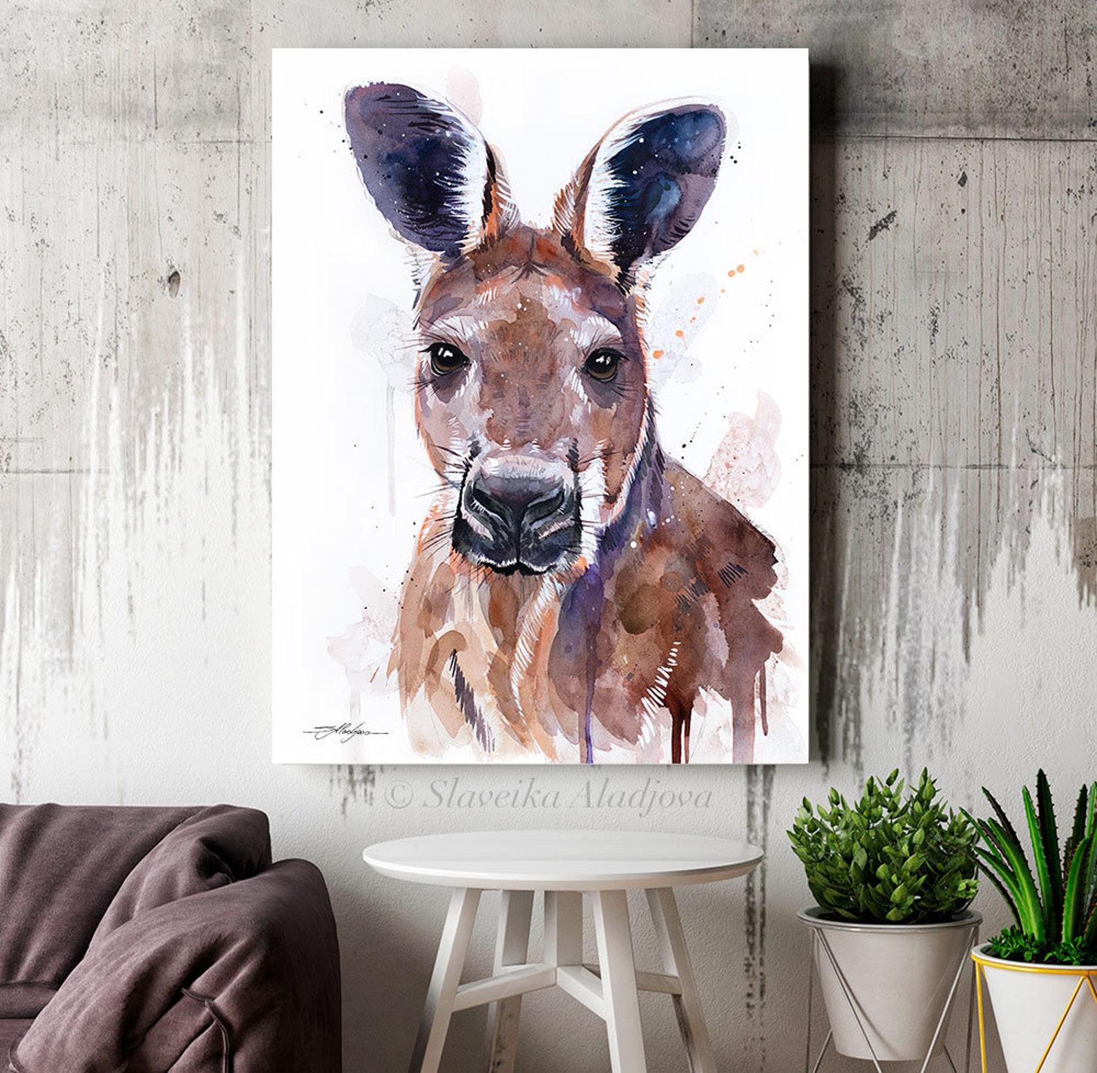 Red Kangaroo Watercolor Painting Print by Slaveika Aladjova - Etsy