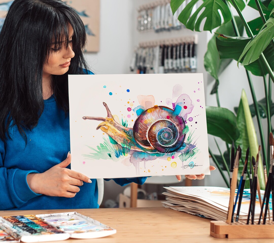Snail Watercolor Painting Print by Slaveika Aladjova, Art, Animal ...