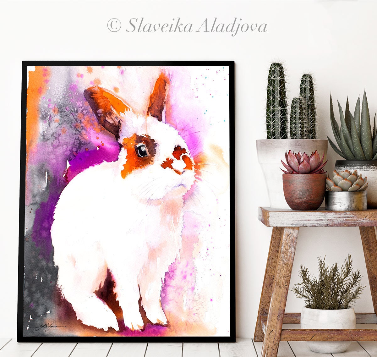 Rabbit Watercolor Painting Print by Slaveika Aladjova, Art, Animal ...