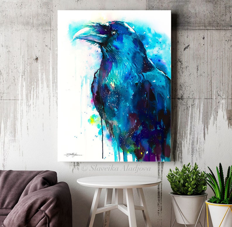 Raven Watercolor Painting Print by Slaveika Aladjova Art - Etsy