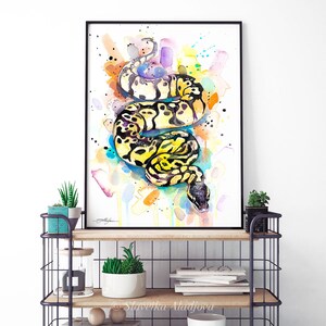 Pastel Ball Python Snake Watercolor Painting Print by Slaveika Aladjova ...