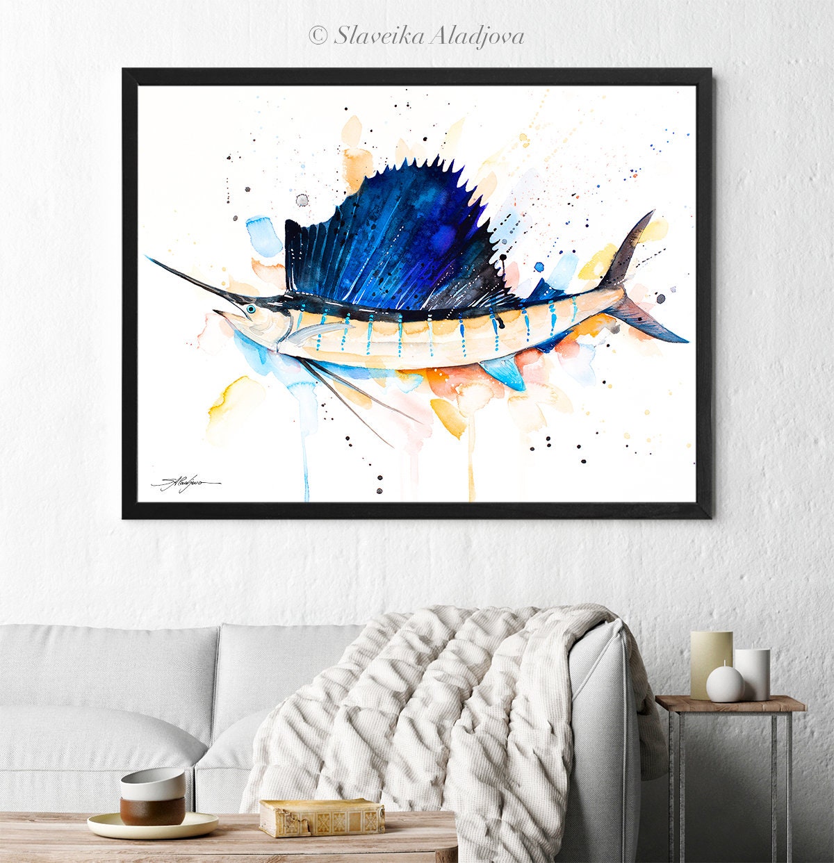 Atlantic Sailfish Watercolor Painting Print by Slaveika Aladjova, Art ...