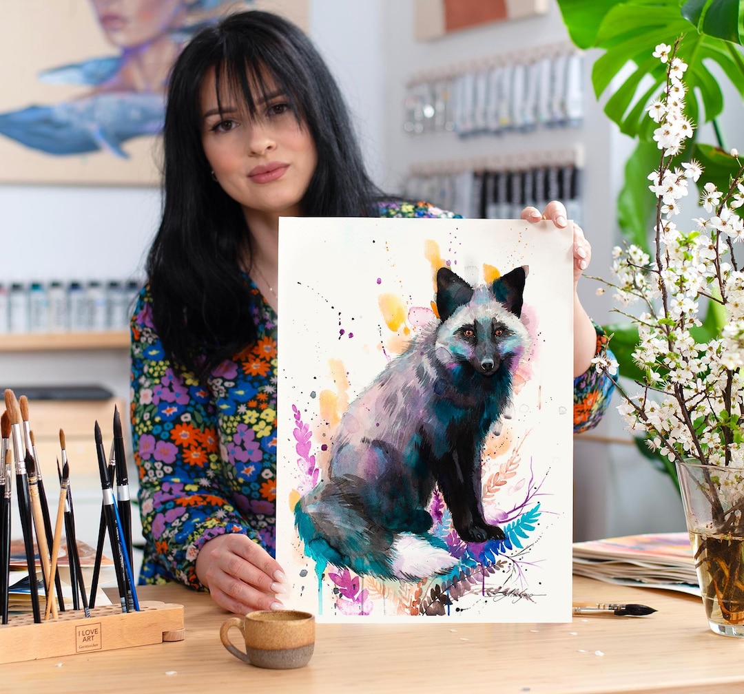 Silver Fox Watercolor Painting Print by Slaveika Aladjova, Art, Animal ...