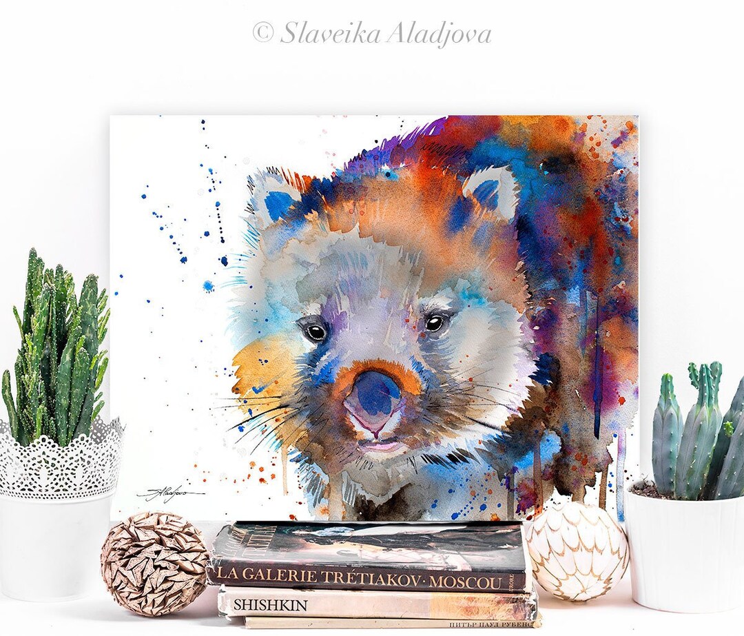 Wombat Watercolor Painting Print by Slaveika Aladjova, Art, Animal ...