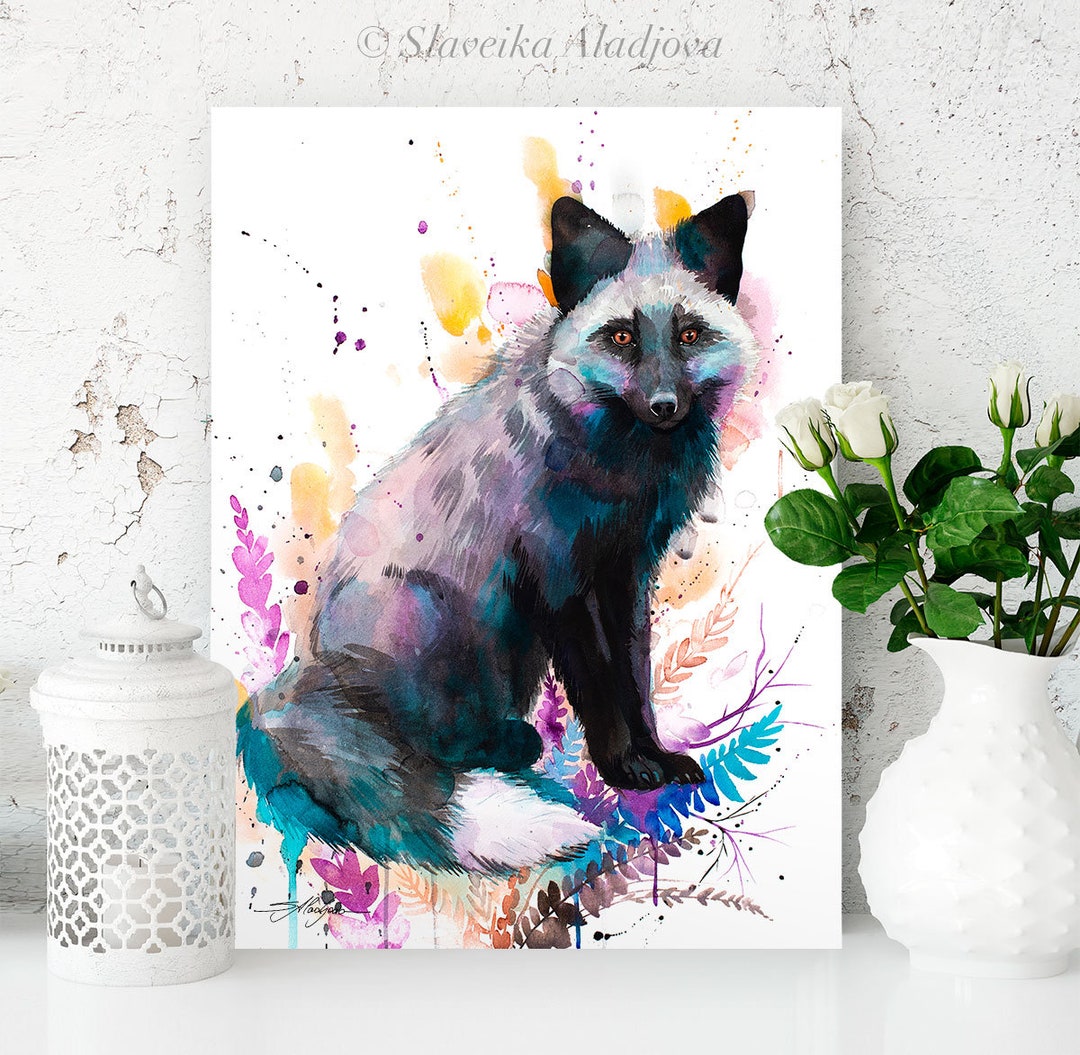 Silver Fox Watercolor Painting Print by Slaveika Aladjova, Art, Animal ...