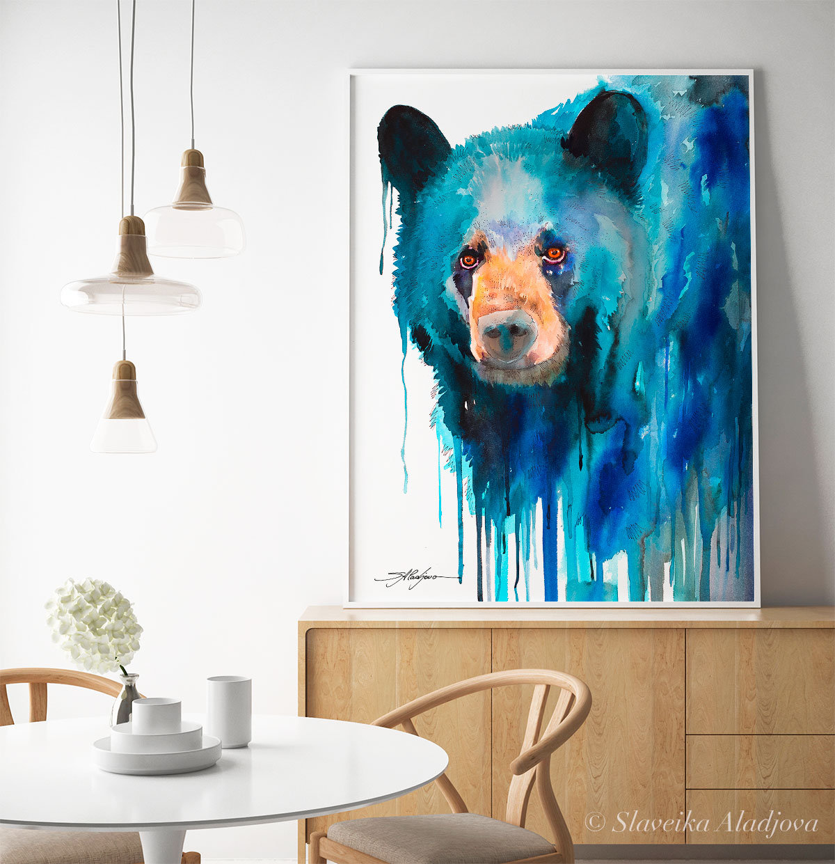 Blue American Black Bear Watercolor Painting Print by Slaveika Aladjova ...