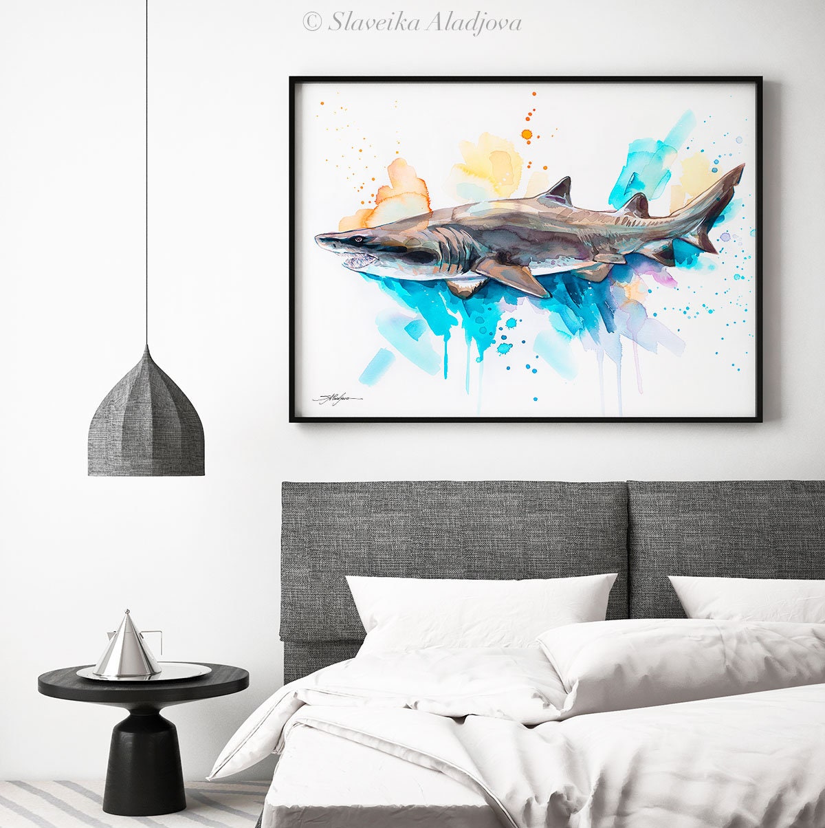 Sand Tiger Shark Watercolor Painting Print by Slaveika | Etsy