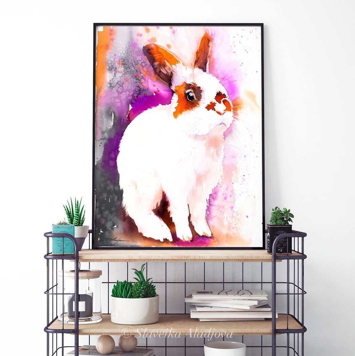 Rabbit Watercolor Painting Print by Slaveika Aladjova, Art, Animal ...