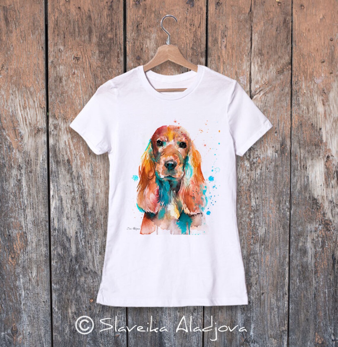 English Cocker Spaniel Watercolor Ladies' T-shirt - Etsy