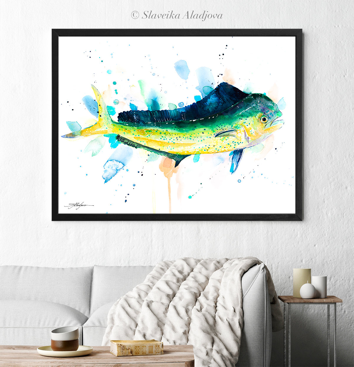 Mahi Mahi Dolphin fish Dorado watercolor painting print by | Etsy