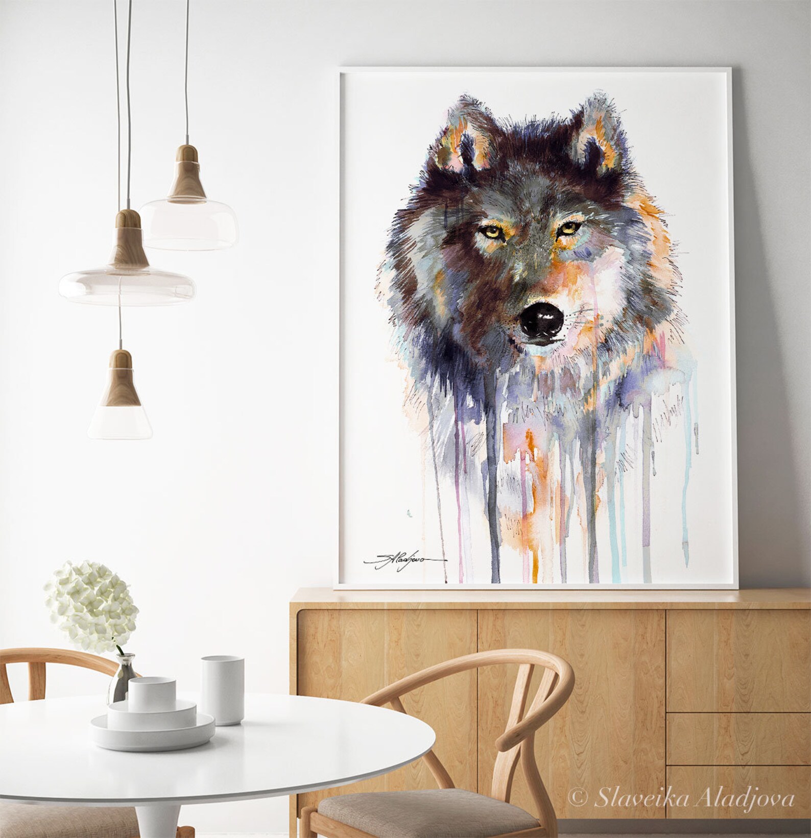 Grey Wolf Watercolor Painting Print by Slaveika Aladjova Art | Etsy
