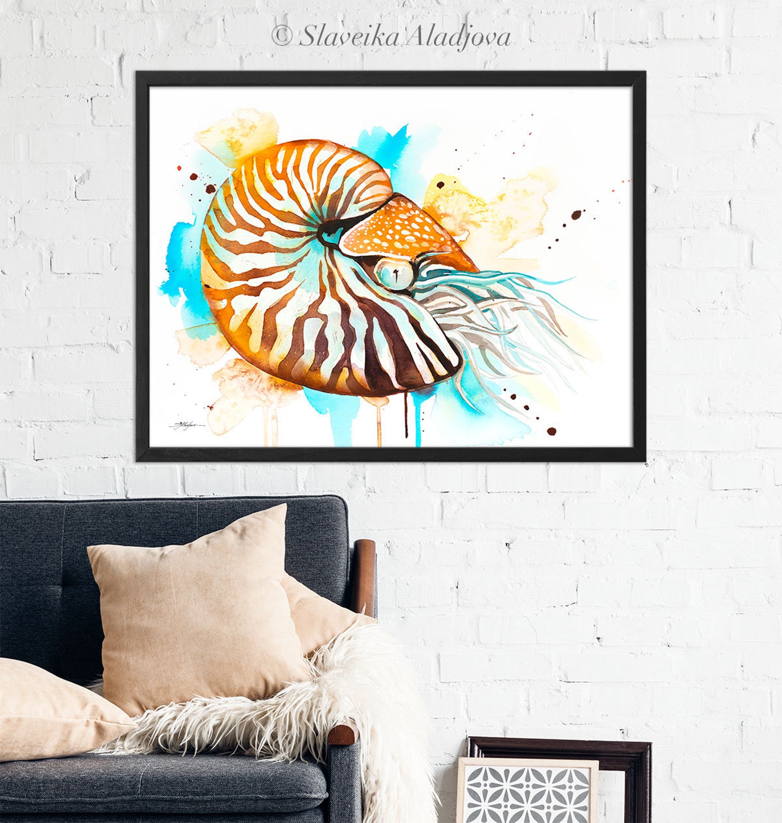 Chambered Nautilus Watercolor Painting Print by Slaveika Aladjova, Art ...