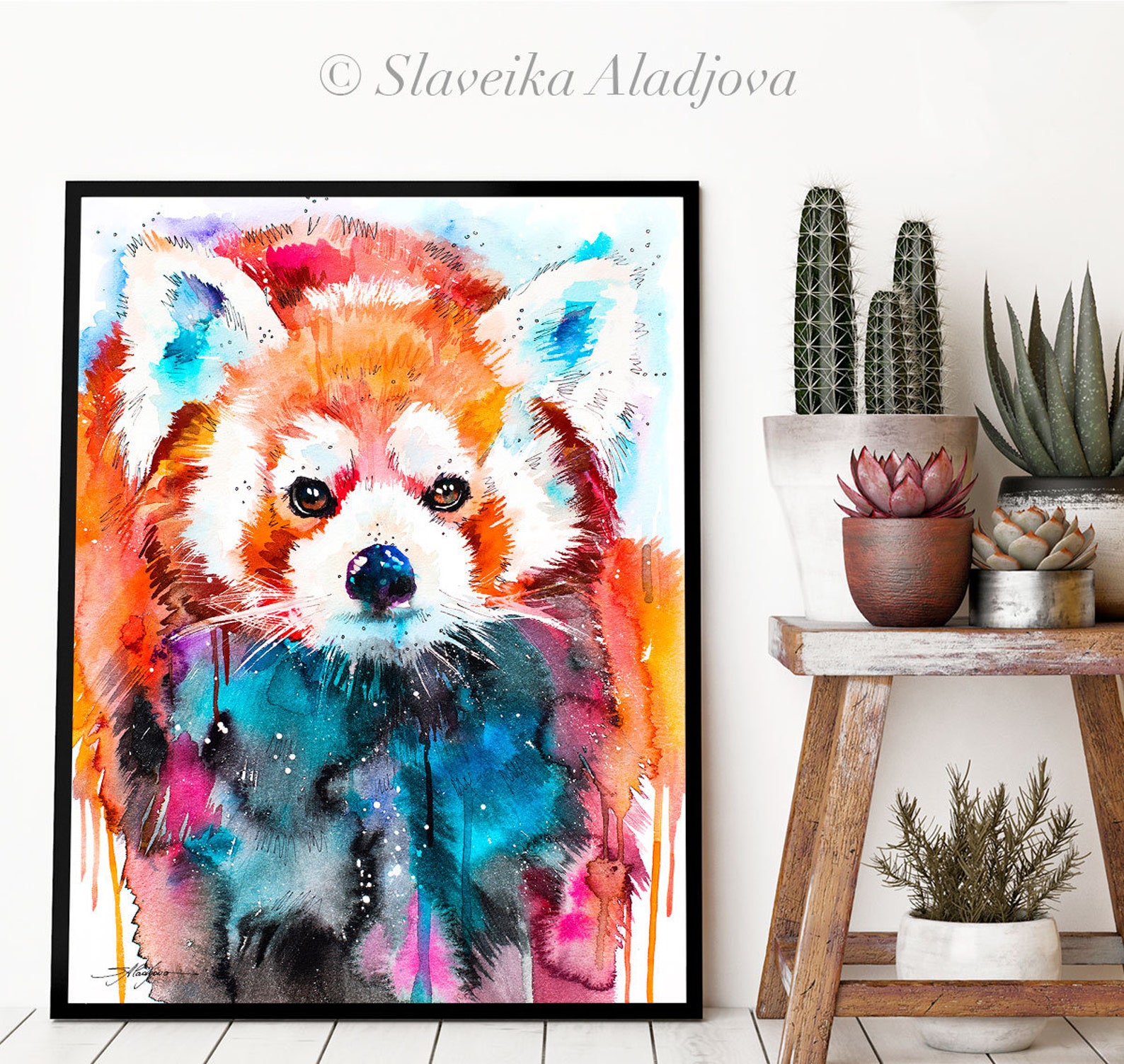 Red Panda Watercolor Painting Print by Slaveika Aladjova, Art, Animal ...