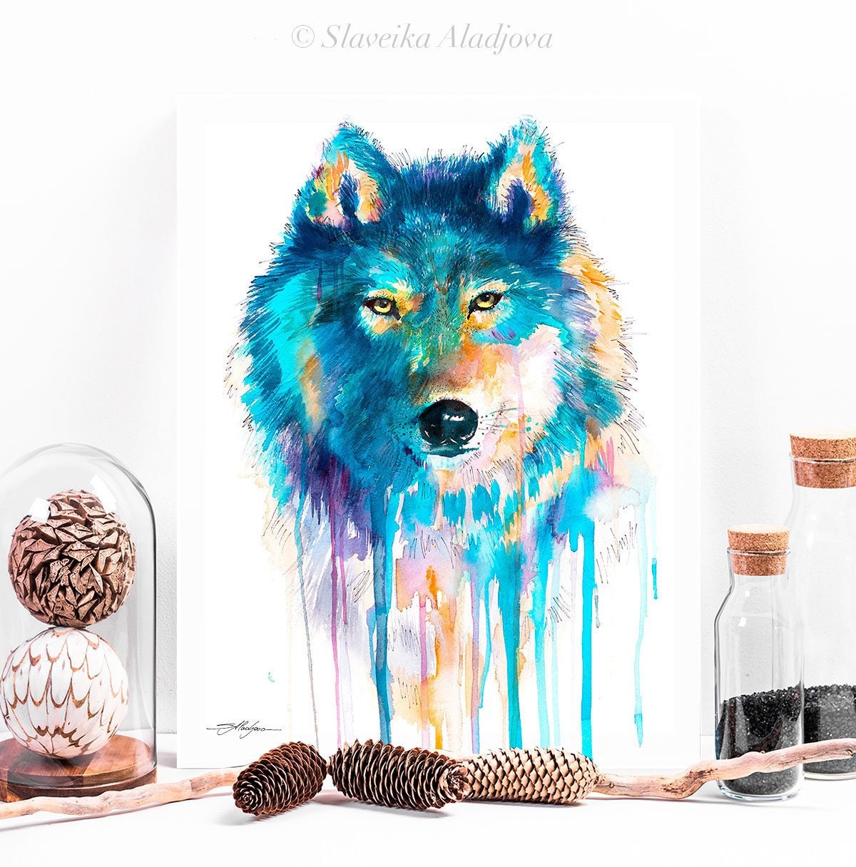 Wolf Watercolor Painting
