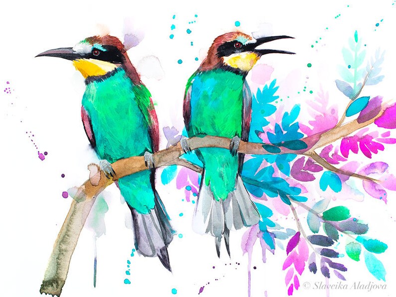 Bee-eater Watercolor Painting Print by Slaveika Aladjova Art - Etsy