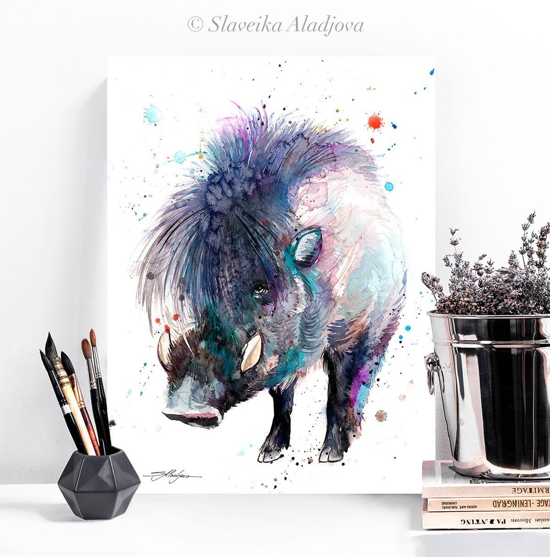 Visayan Warty Pig Watercolor Painting Print by Slaveika - Etsy