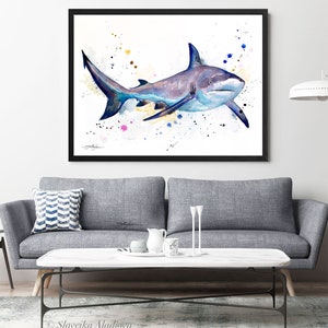 Grey Reef Shark Limited Edition Watercolor Art Print by Slaveika ...