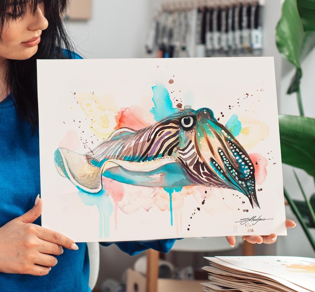 Common Cuttlefish Limited Edition Watercolor Art Print by Slaveika ...