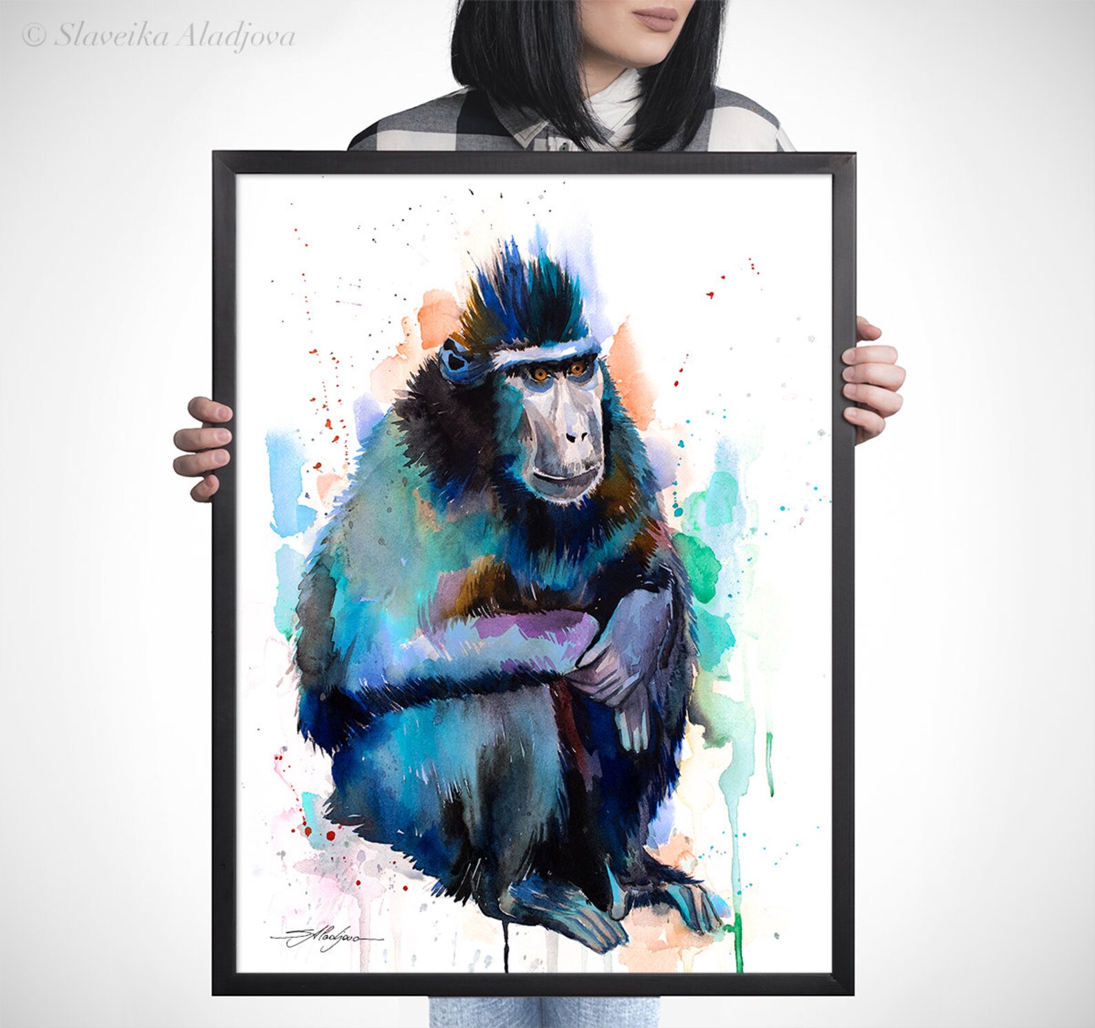 Celebes Crested Macaque Watercolor Painting Print by Slaveika Aladjova ...