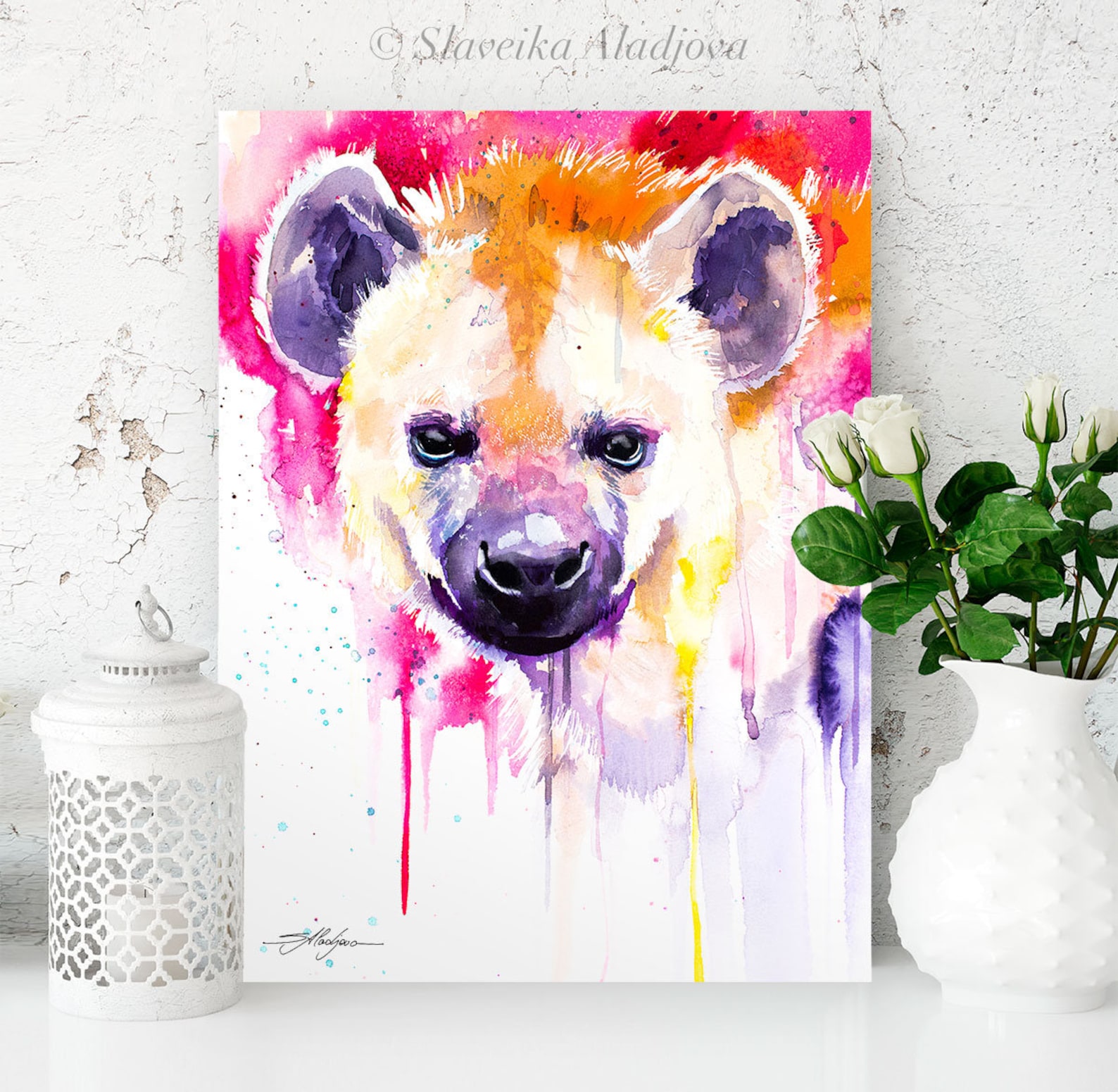 Hyena Watercolor Painting Print by Slaveika Aladjova Art - Etsy