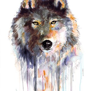 Grey Wolf Watercolor Painting Print by Slaveika Aladjova, Art, Animal ...