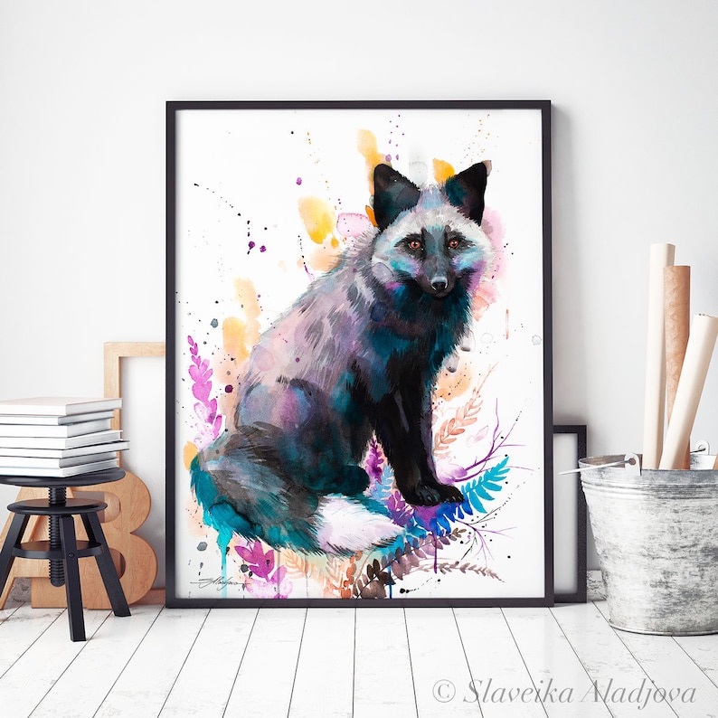 Silver Fox Watercolor Painting Print by Slaveika Aladjova, Art, Animal ...