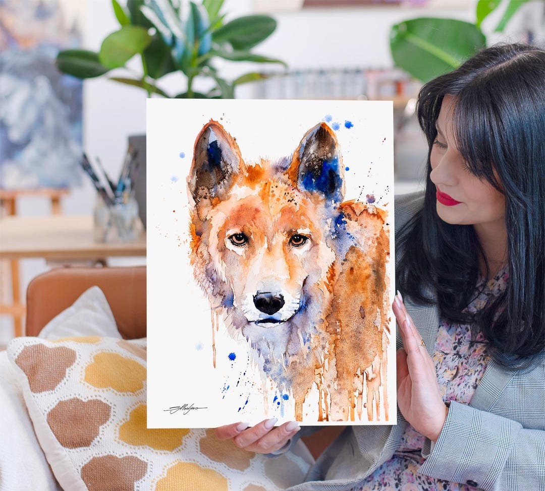 Dingo Watercolor Painting Print by Slaveika Aladjova, Art, Animal ...