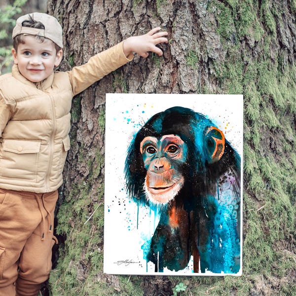 Chimpanzee Art - Etsy