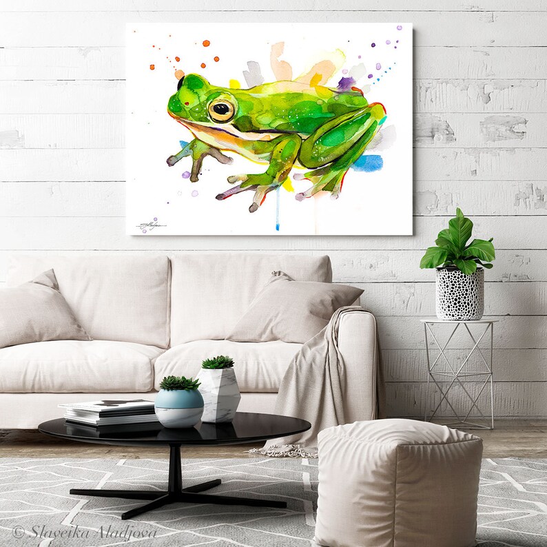 Green Tree Frog Watercolor Painting Print by Slaveika - Etsy