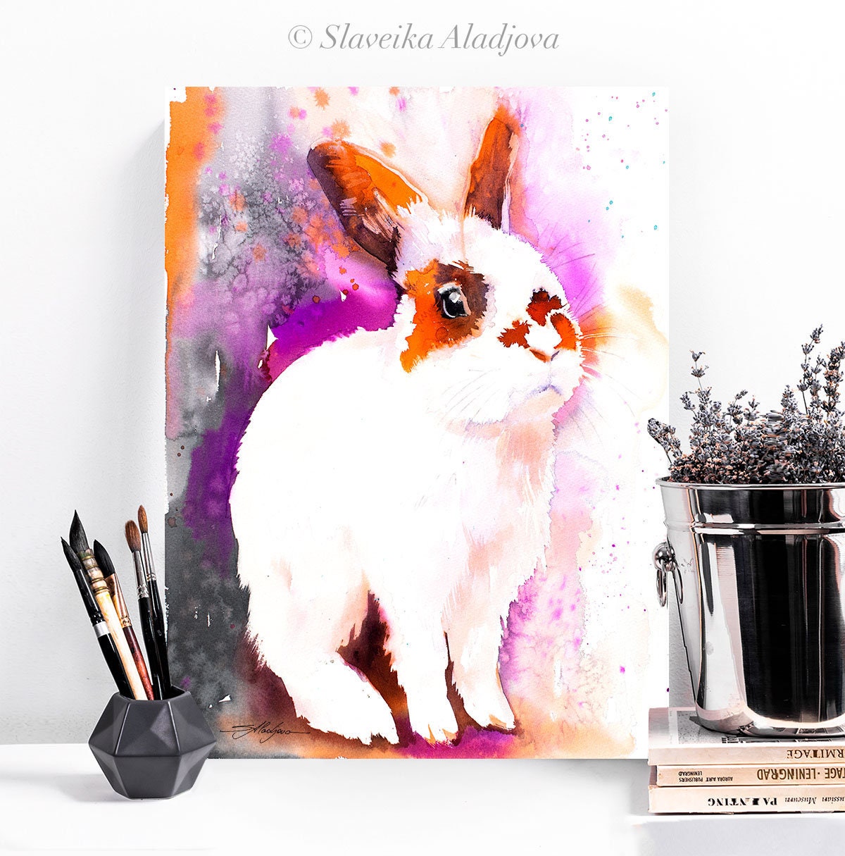 Rabbit Watercolor Painting Print by Slaveika Aladjova, Art, Animal ...