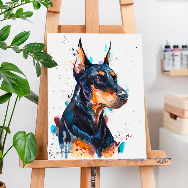 Doberman Art - Etsy