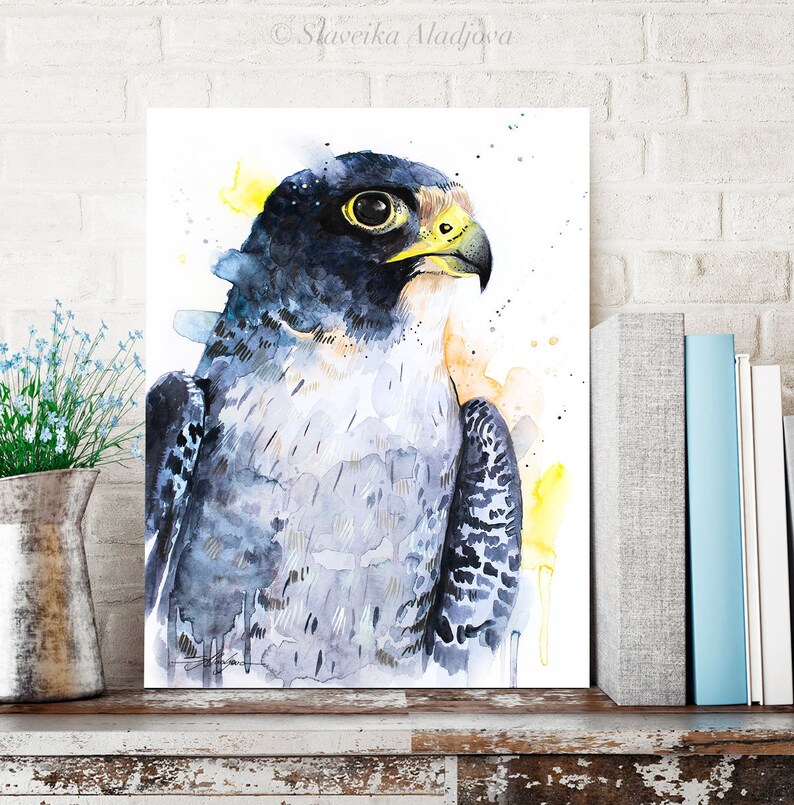 Peregrine Falcon Watercolor Painting Print by Slaveika - Etsy