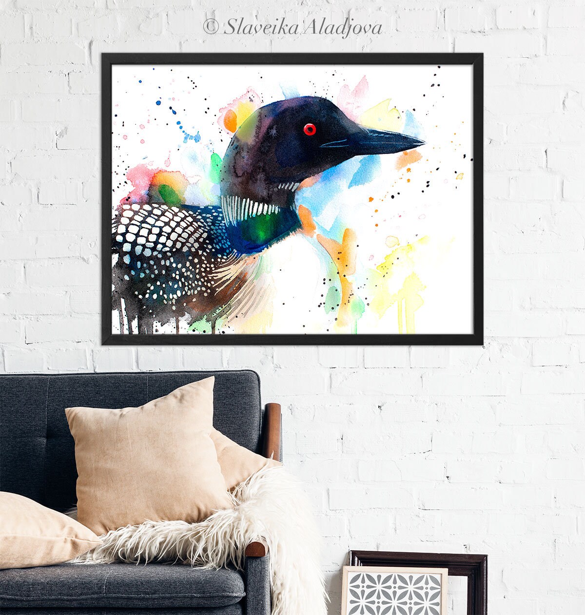 Huard commun Grande peinture d'aquarelle de plongeur - Etsy Canada