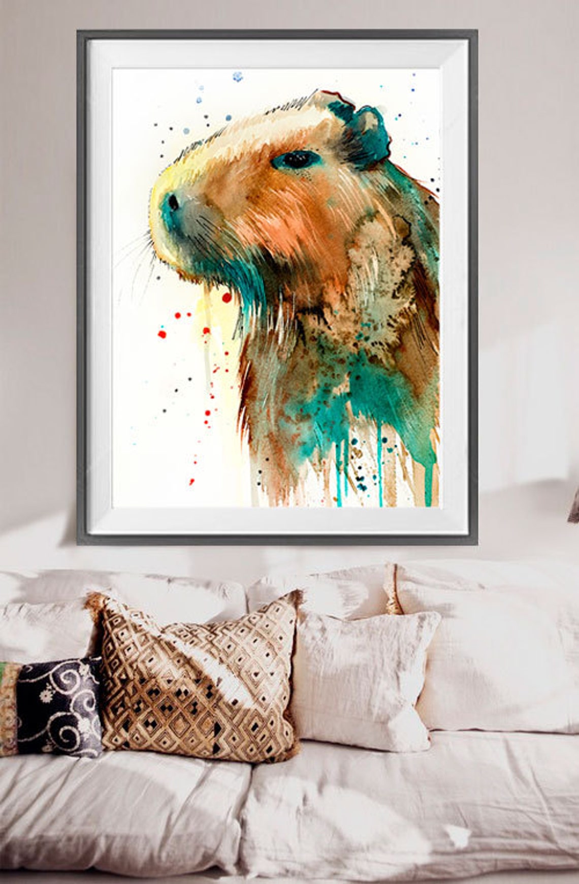 Capybara Watercolor Painting Print by Slaveika Aladjova Art - Etsy