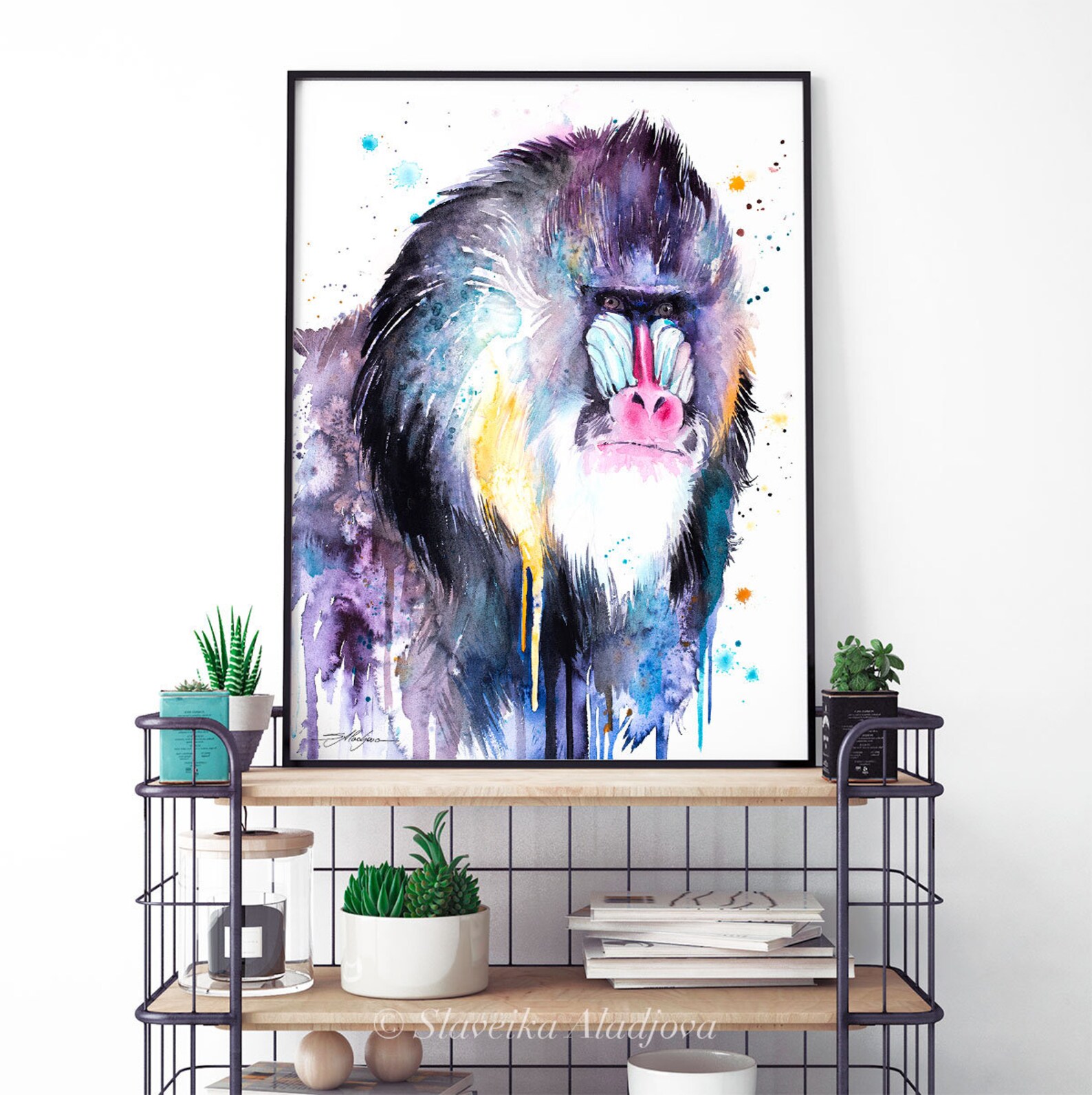 Mandrill watercolor painting print by Slaveika Aladjova art | Etsy