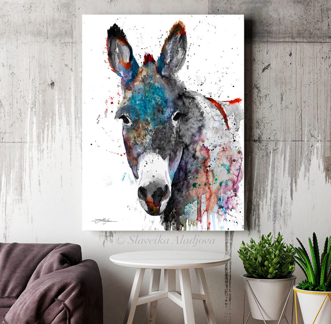 Grüner Esel Limited Edition Aquarell Kunstdruck von Slaveika Aladjova ...