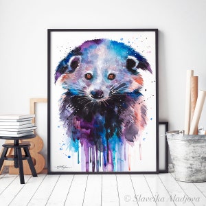 Binturong Watercolor Painting Print by Slaveika Aladjova, Art, Animal ...