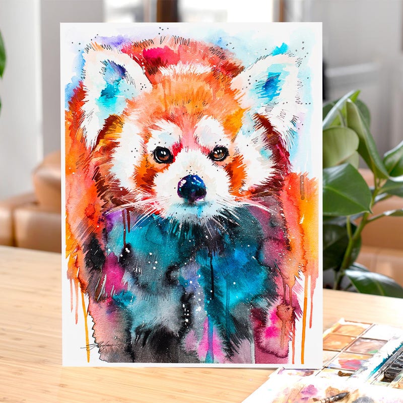 Panda Watercolor - Etsy